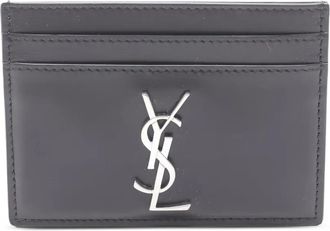 Saint Laurent porte-cartes Cassandra à logo - Noir
