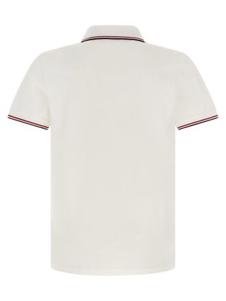 Moncler Tricolor-Trim Piqu&eacute; Polo Shirt - white