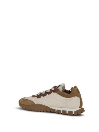 Miu Miu Fabric and Suede Lace-Up Sneakers - Beige