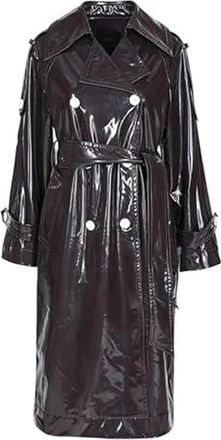 Generic Trench Femme Printemps Noir Long Doux Mince R&eacute;fl&eacute;chissant Faux Cuir Trench Coat - &Eacute;l&eacute;gant Casual Outwear, Noir, XL