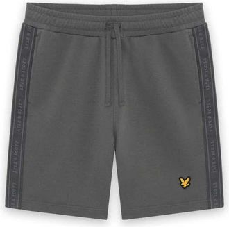 Lyle & Scott Mid Bottoms - Mittellange Shorts in y350 Mercury Grey mit Jacquard-Tape-Grau