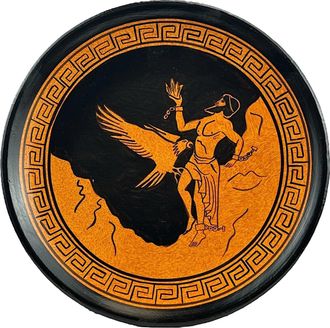 Generic Titan God Prometheus - Handgefertigte griechische Keramikplatte, antikes Griechenland Kunstwerk, handbemalt in Griechenland, 20 cm dekorative Keramik