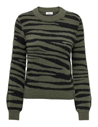 Jacqueline de Yong Femme Jdylorraine Animal L/S Pullover Knt Noos Pull Tricoté, Kalamata - Détails : Rayures Zébrées Noires, XS EU