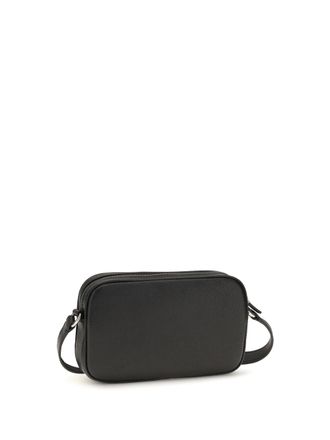 Valentino Garavani Mens Crossbody Bag Grained Calf Leather Black Umbrellas Accessory