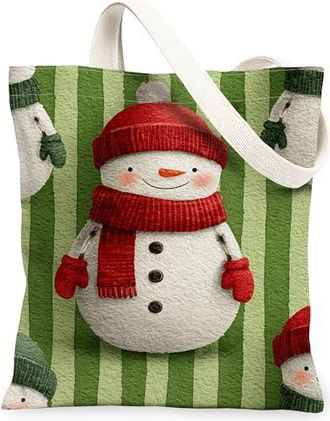 Generic Sacs fourre-tout en toile avec motif bonhomme de neige mignon, sacs de courses r&eacute;utilisables, l&eacute;gers et lavables pour les courses, les voyages, la pla