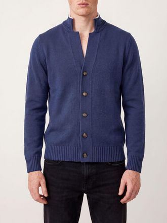 Eleventy Cardigan en laine &agrave; col montant et bords c&ocirc;tel&eacute;s