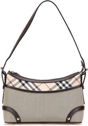 Burberry Hobo Bags - Nova Check Trimmed Canvas Shoulder Bag - Gr. unisize - in Grau - für Damen