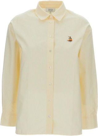 Maison Kitsun&eacute; Femme, Blouses et Chemises, Jaune, Taille: 36 FR Dreaming Fox Casual Shirt