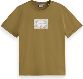 Scotch & Soda Damen T-Shirt Chest Artwork Regular T-Shirt, Washed Military,XS