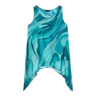 Fiorella Rubino Top aus Georgette mit Print - - Tops - Damen - Gr&uuml;n - L