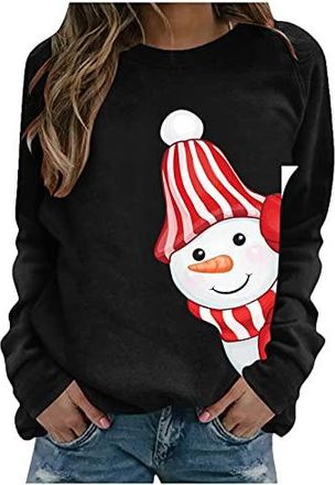 Generic Womens Long Sleeve Sweatshirt Printed Top Casual Pullover Christmas Womens Christmas Hoodies Long Sleeve Sweatshirts (Black, M) k3699q