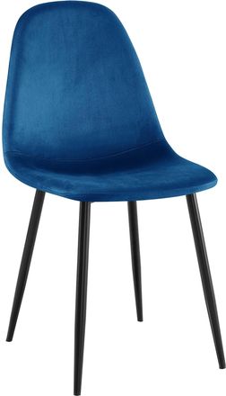 Clp Esszimmerstuhl gepolstert Napier, K&uuml;chenstuhl mit R&uuml;ckenlehne und schwarzem Metallgestell, Polsterstuhl Esszimmer bis 150 kg belastbar, Farbe:blau, Ma