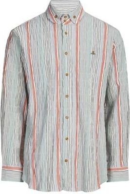 Vivienne Westwood Chemise col am&eacute;ricain &agrave; rayures en coton m&eacute;lang&eacute;