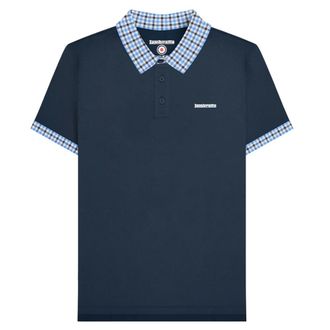 Lambretta Poloshirt f&uuml;r Herren, Gingham Kragen, Gro&szlig; und Hoch (Schwarz)