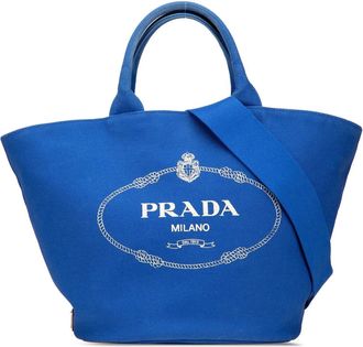 Prada Hobo Bags - Medium Canvas Canapa Logo Convertible Shopping Tot - Gr. unisize - in Blau - für Damen
