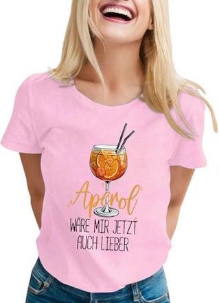 Generic T-shirt pour femme - Costume Aperol Spritz - Col rond - T-shirt d&eacute;t&eacute; amusant - Pour cocktail, f&ecirc;te, &eacute;v&eacute;nements - T-shirt l&eacute;ger - D&eacute;contract&eacute; - T-shirt