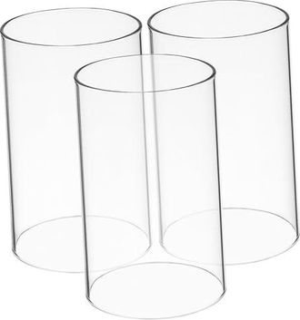 Garneck Cache-Bougies en Verre Transparent 6x10 Cm Set De 3 Caches Bougies Coupe-Vent Solides R&eacute;sistants &agrave; La D&eacute;formation Et &agrave; La Poussi&egrave;re D&eacute;coration Int&eacute;rie