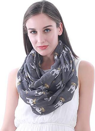 Lina & Lily écharpe tube snood à motif chien Jack Russell Terrier (Gris)