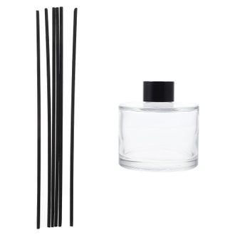 Angoily Aromatherapie Duftflasche aus Glas mit Schwarzem Deckel und Schwarzen Rattanst&auml;bchen Wiederverwendbarer Raumerfrischer f&uuml;r Wohnzimmerdekoration Elegan