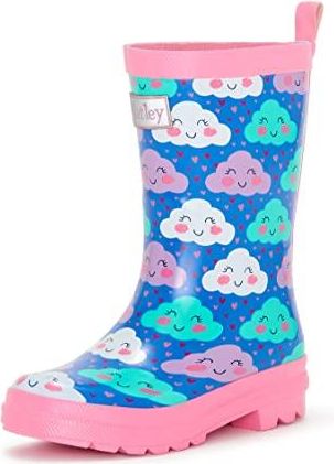 Hatley Bébé Fille Regenstiefel Printed Wellington Rain Boot Bottes de Pluie, Wolken-Cheerful Clouds, 20 EU