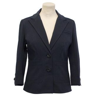 Diane Von F&uuml;rstenberg Diane Von Furstenberg Navy Cropped Sleeve Blazer Size XS