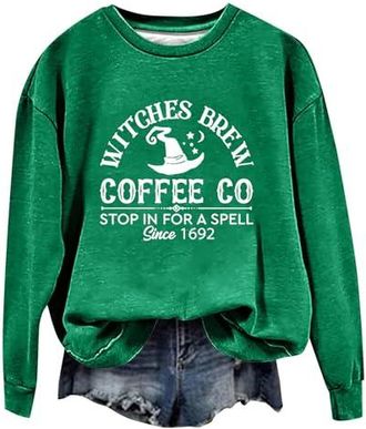 Generic 2026 Sweat-shirt dHalloween à manches longues et col rond pour femme, Vert, XXL