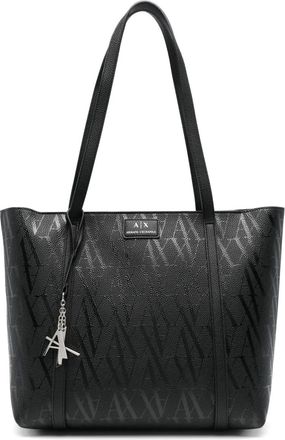 A|X Armani Exchange sac port&eacute; &eacute;paule &agrave; design monogramm&eacute; - Noir