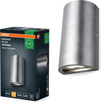 Osram LED Außenwandleuchte, 3000K, UpDown-Wandleuchte, 1050lm, 12W, Aluminium, IP44, IK03, breitstrahlend, mit Montagezubehör