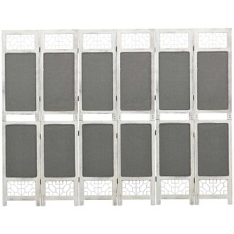 vidaXL 6-tlg. Raumteiler Grau 210x165 cm Stoff - Vidaxl