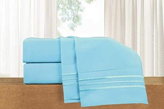 Elegant Comfort Luxuriöses Bettwäsche-Set, 3-teilig, Fadenzahl 1500, ägyptische Qualität Traditionell King Babyblau