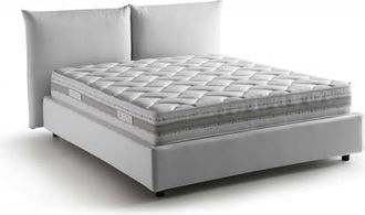 Talamo Italia Cristel-Doppelbett, Bettkasten mit Stoffbezug, 100% Made in Italy, &Ouml;ffnung vorne, inklusive Matratze 160 x 190 cm, Wei&szlig;