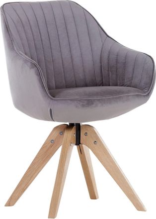 home24 Armlehnstuhl, Schlamm, Textil, Eiche, massiv, eckig, 60x83x65 cm, Stoffauswahl, Sitzfläche 360° drehbar, Esszimmer, Stühle