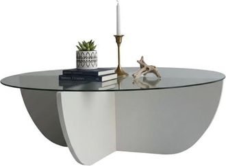 Dmora Couchtisch Phoebe 90x90x30h cm Wei&szlig; rund