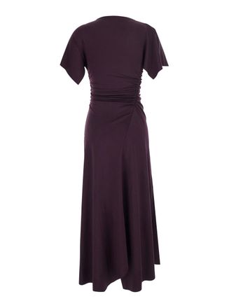 Victoria Beckham Womens Cap Sleeve Dress Burgundy Polyester