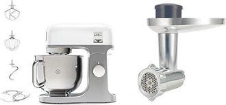 Kenwood Robot Pâtissier Multifonctions KMX750WH, Bol en Acier 5 L, 1000 Watts, Blanc, Compatible avec Hachoir de Boucher KAX950ME en Aluminium Brossé 25 x 16 