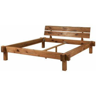 Massivmoebel24 Balkenbett Zerreiche 160x200 tabacco ge&ouml;lt jangali 321