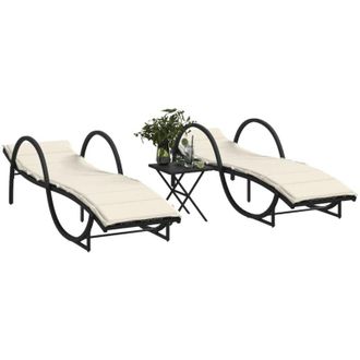 vidaXL Chaises longues lot de 2 avec table noir r&eacute;sine tress&eacute;e - Vidaxl