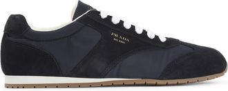 Prada Low-Top Sneaker - Low-Profile Black Sneakers With Textured Panels - Gr. 8_5 - in Schwarz - f&uuml;r Damen