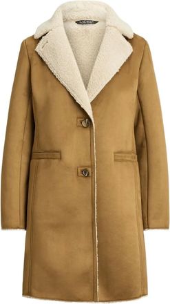 Lauren Ralph Lauren manteau à col en fourrure artificielle - Marron