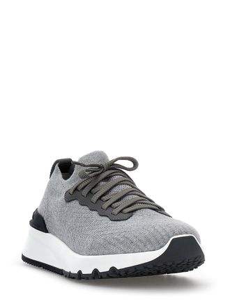 Brunello Cucinelli Cotton Knit Sneaker - Gray