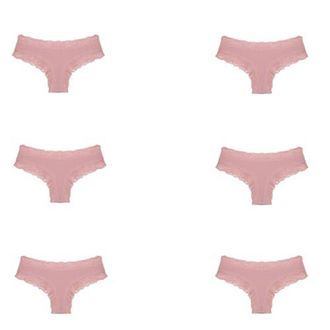 Generic Lot de 6 culottes br&eacute;siliennes en dentelle de coton pour femme, douces et respirantes, taille basse, invisibles pour femmes, taille S XL, 6 pi&egrave;ces-C, 