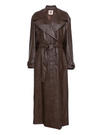 Aniye By manteau crois&eacute; en cuir &agrave; taille ceintur&eacute;e - Marron