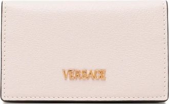 Versace logo-lettering leather wallet - Rosa