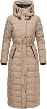 Navahoo Manteau dhiver chaud matelassé pour femme avec capuche et ceinture - La partie XIV XS-3XL, Taupe/gris, XXL