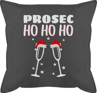 Shirtracer Kissen 50x50 - Weihnachtskissen Christmas Geschenke - Prosec Ho Ho Ho - 50 x 50 cm - Grau - weihnachtsmotiv weihnachtskissenhülle weihnacht proseco mi
