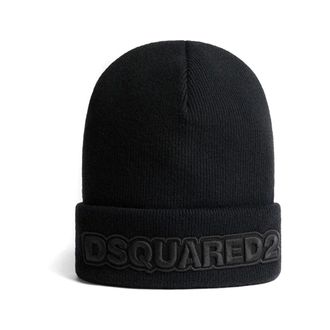 Dsquared2 Logo Gestickte Strickm&uuml;tze - - Accessories - Herren - Schwarzk - ONE SIZE