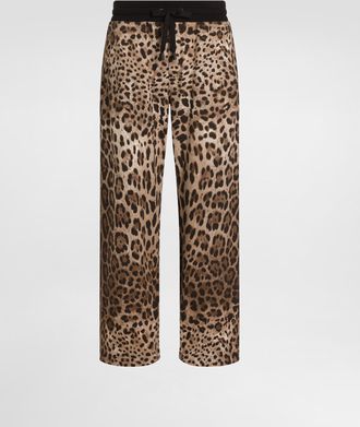 Dolce & Gabbana Jogginghose Aus Stretchjersey Mit Plakette - Mann Hosen Und Shorts Animalprint 50