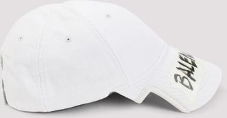 Balenciaga Caps & M&uuml;tzen - Curved Brim Cotton Baseball Cap With Brushstroke L - Gr. L - in Wei&szlig; - f&uuml;r Damen