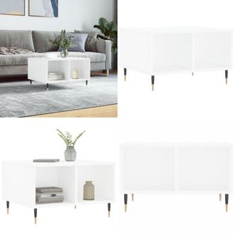 vidaXL Vidaxl - Table basse Blanc 60x50x36,5 cm Bois dingénierie - Table Basse Blanche - Meuble Salon - Table Dappoint - Rangement Tiroir - Design Moderne
