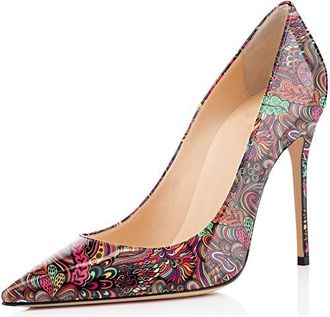 elashe Escarpins Femme - 10cm Sexy Talon Aiguille - Stiletto Soir Fête Chaussures Jaune EU38T